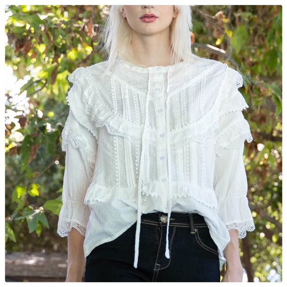 POL | Tops | Pol Malta Ruffles Ivory Boxy Woven Lace Top | Poshmark